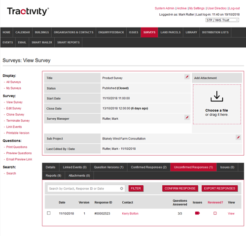 Review survey responses - Confirmed & Unconfirmed Responses